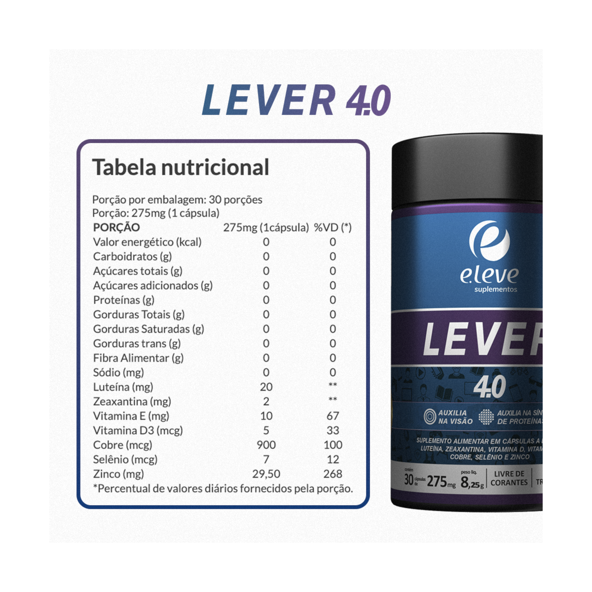 Lever 4.0: Suplemento Natural para Saúde Ocular | Eleve Suplementos